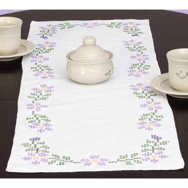 Jack Dempsey Starflowers Stamped Table Runner, 15" x 42" - Walmart.com