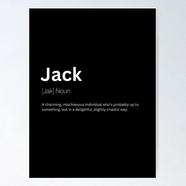 Jack Dictionary Definition Poster Wall Art, Modern Wall Decor For ...
