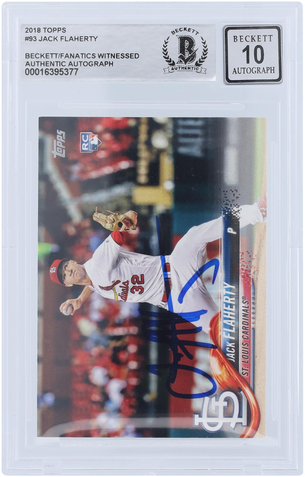 Jack Flaherty St. Louis Cardinals Autographed 2018 Topps #93 Beckett ...