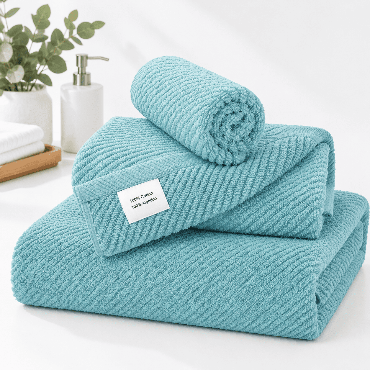 Jack Frost- Aqua Teal 3 PC Bathroom Towel Set, Soft Absorbent Thick ...