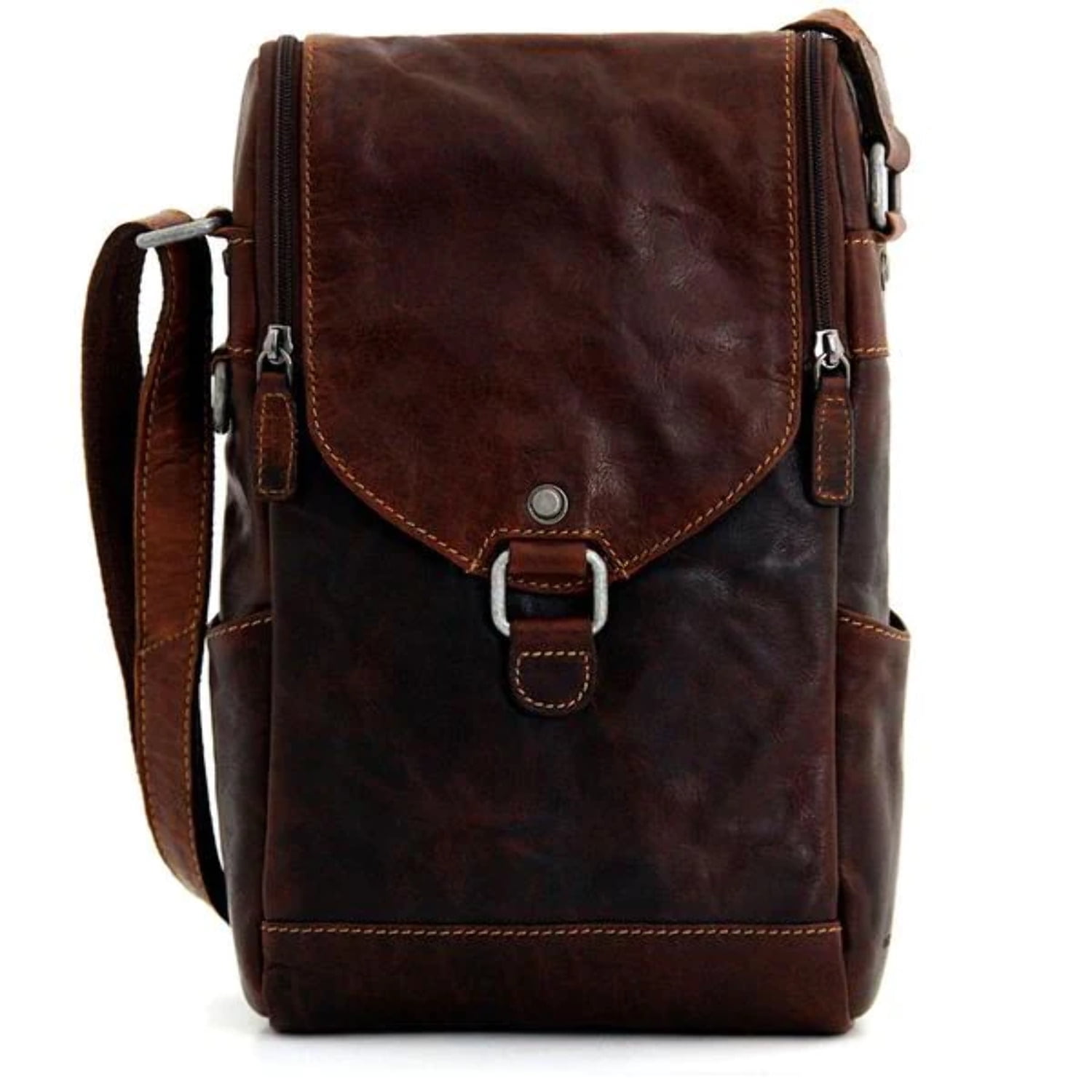 Jack Georges Voyager Hand-Stained Buffalo Leather Crossbody Messenger ...