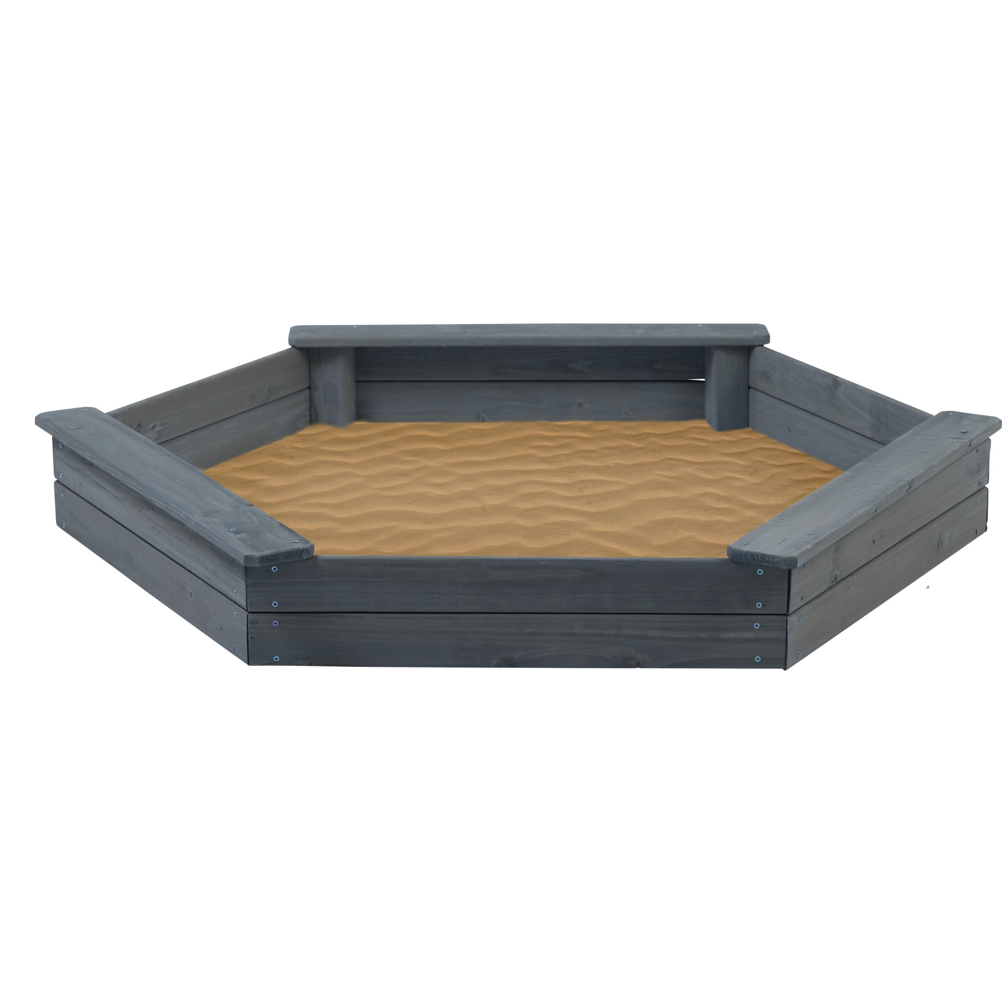 Jack & June Hexagonal Cedar Sand Box & Ball Pit for Kids - Compact ...