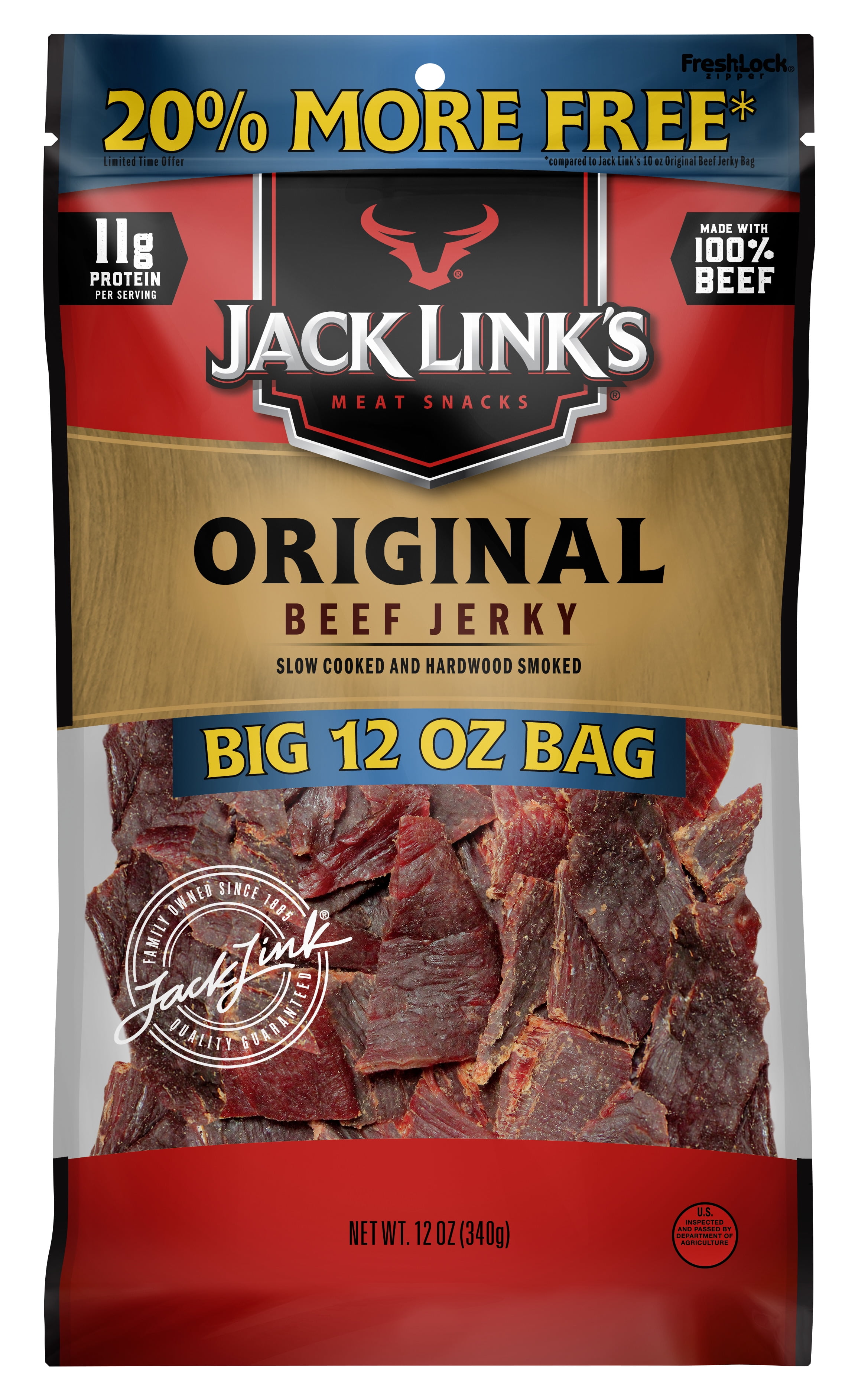 Jack Link's 100% Beef Original Beef Jerky 12oz Resealable Bag - Walmart.com