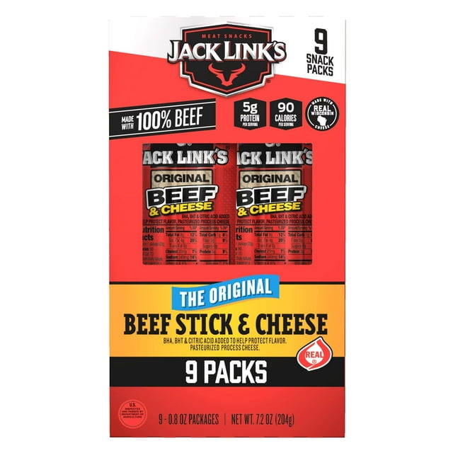 Jack Link's 5g Protein Original Beef Stick & Cheese Snack Packs - 9 ct ...