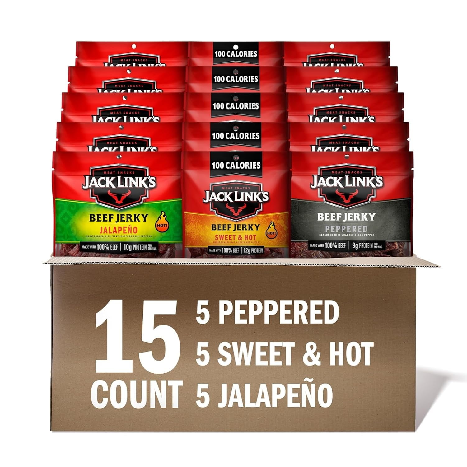 Jack Link's Beef Jerky BCF26 Bold Variety Pack - Sweet & Hot, Jalapeno ...