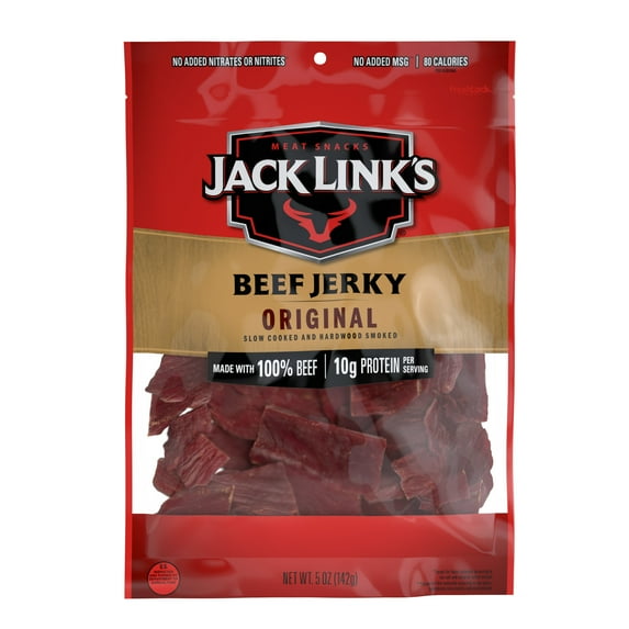 Jack Link’s Beef Jerky, Original, Made with 100% Beef, 10g of Protein per Serving, 5 oz ...