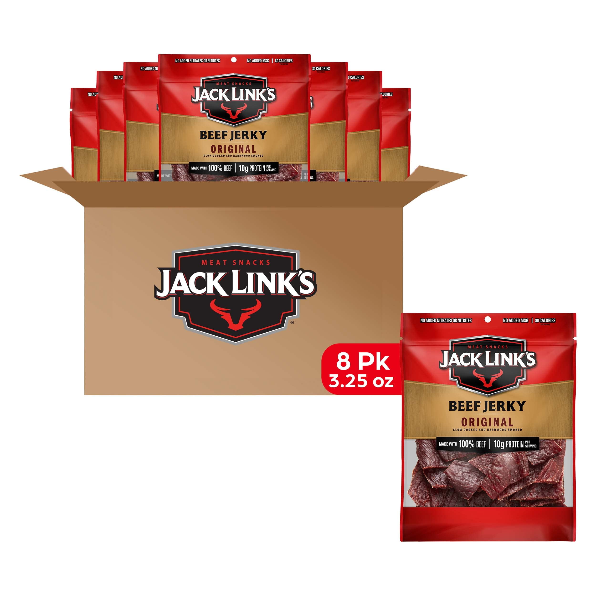 Jack Link's Beef Jerky, SBF3 Original, Multipack Bags - Flavorful Snacks for Break Rooms, Ready ...