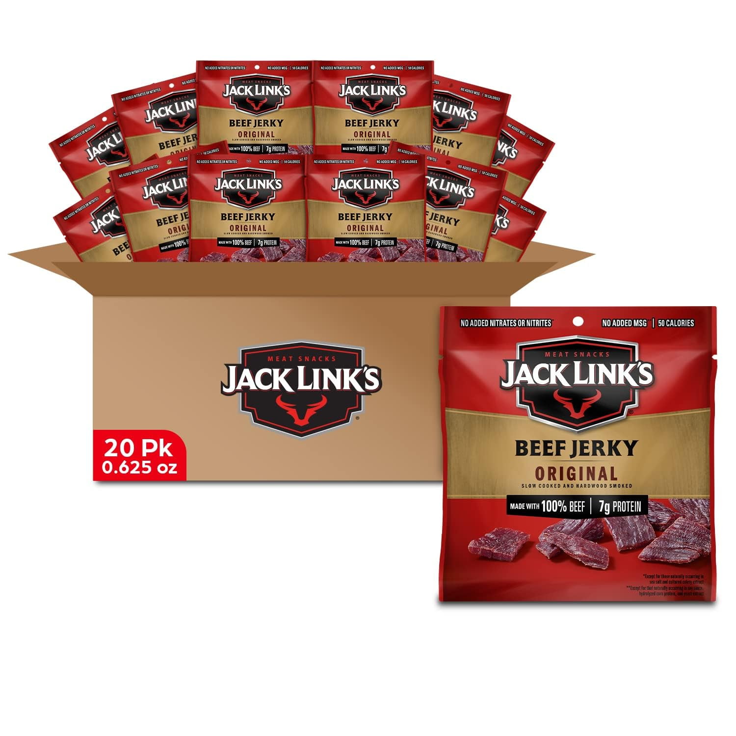 Jack Link's Beef Jerky, SBF3 Original, Multipack Bags - Flavorful Snacks for Lunches, Ready to ...