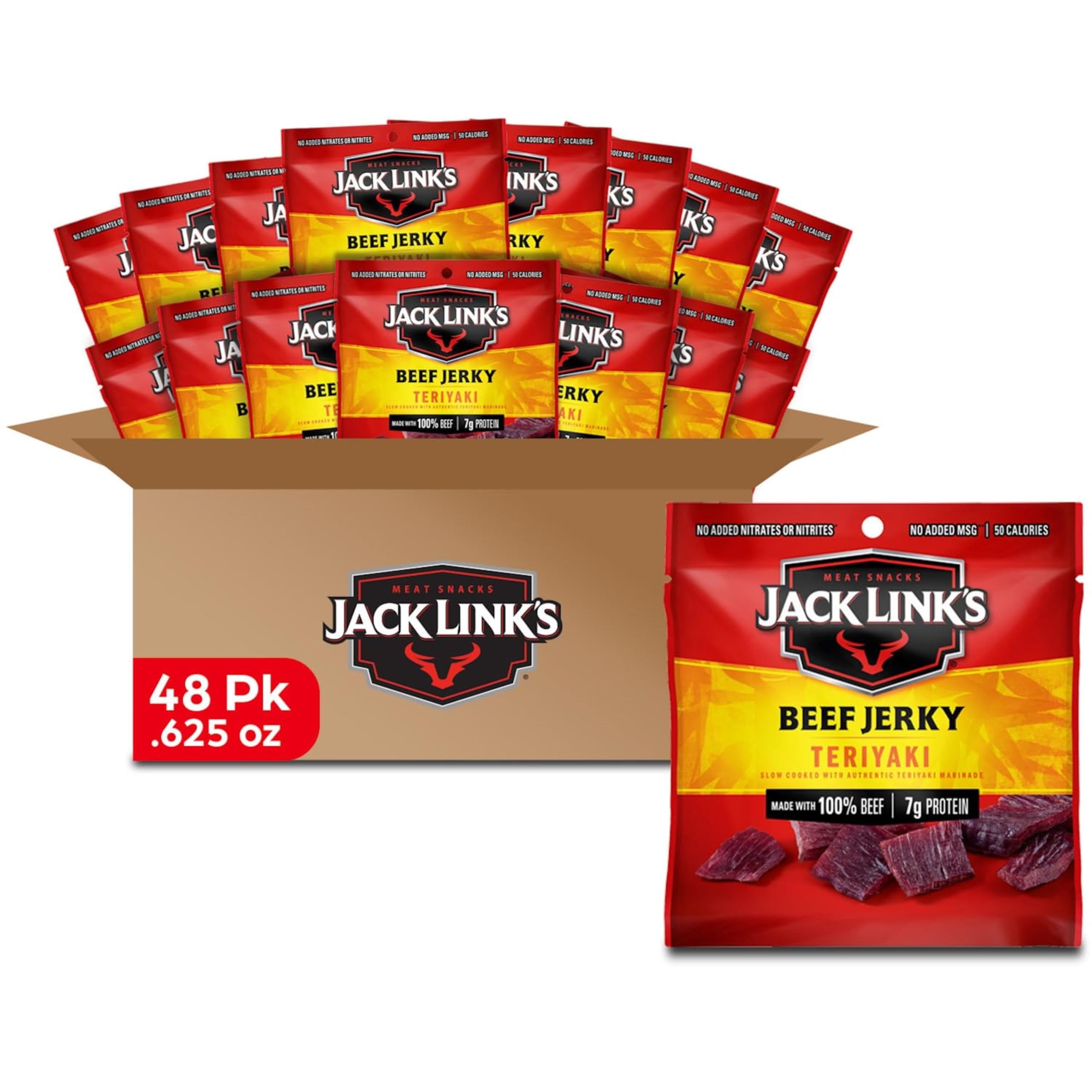 Jack Link's Beef Jerky, Teriyaki, Multipack Bags - Flavorful Meat ...