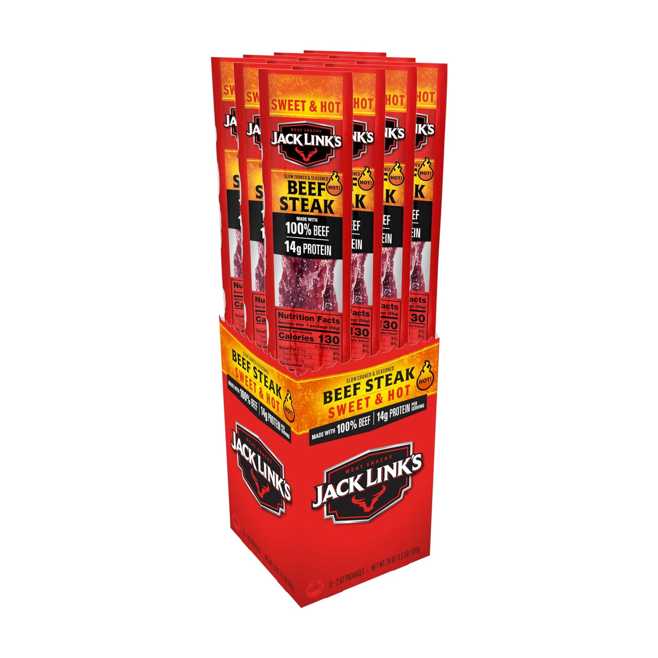 Jack Link's Beef Steak, MFF30 Sweet & Hot - Protein Snacks, Meat Snack ...