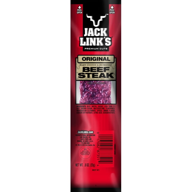 Jack Link's Beef Steak, Protein Snack, Original, .8oz - Walmart.com