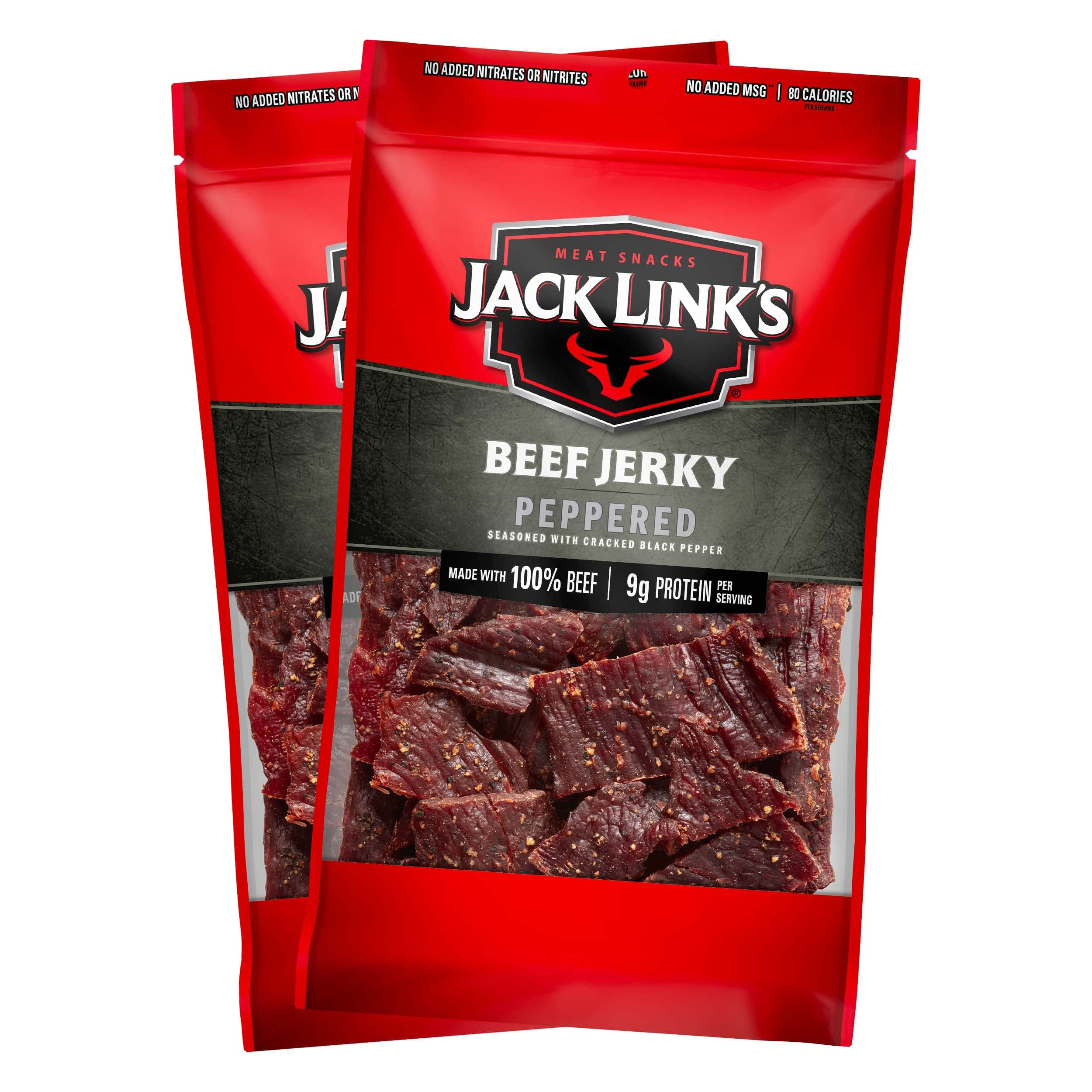 Jack Link's Beef TWE5 Jerky, Peppered, Large Jerky Bags - Meat Snacks, Ready to Eat Protein ...