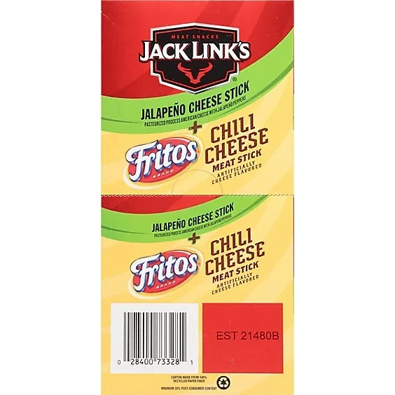 Jack Link's Fritos Chili Cheese Meat Sticks & Jalapeno Cheese Sticks 16 ...