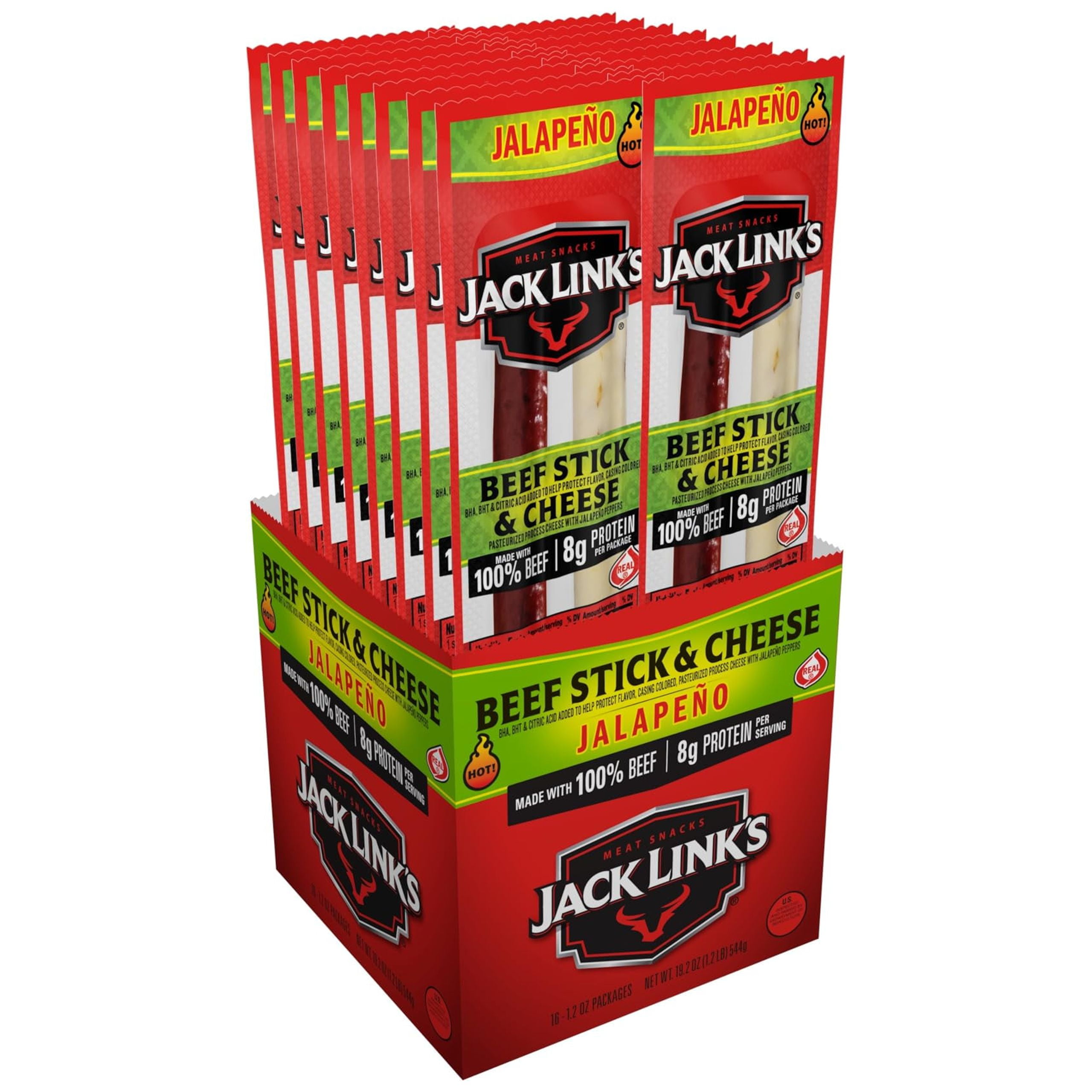 Jack Link’s Jalapeno Beef RRF12 & Cheese Combo, Spicy Snack Pack, Beef ...