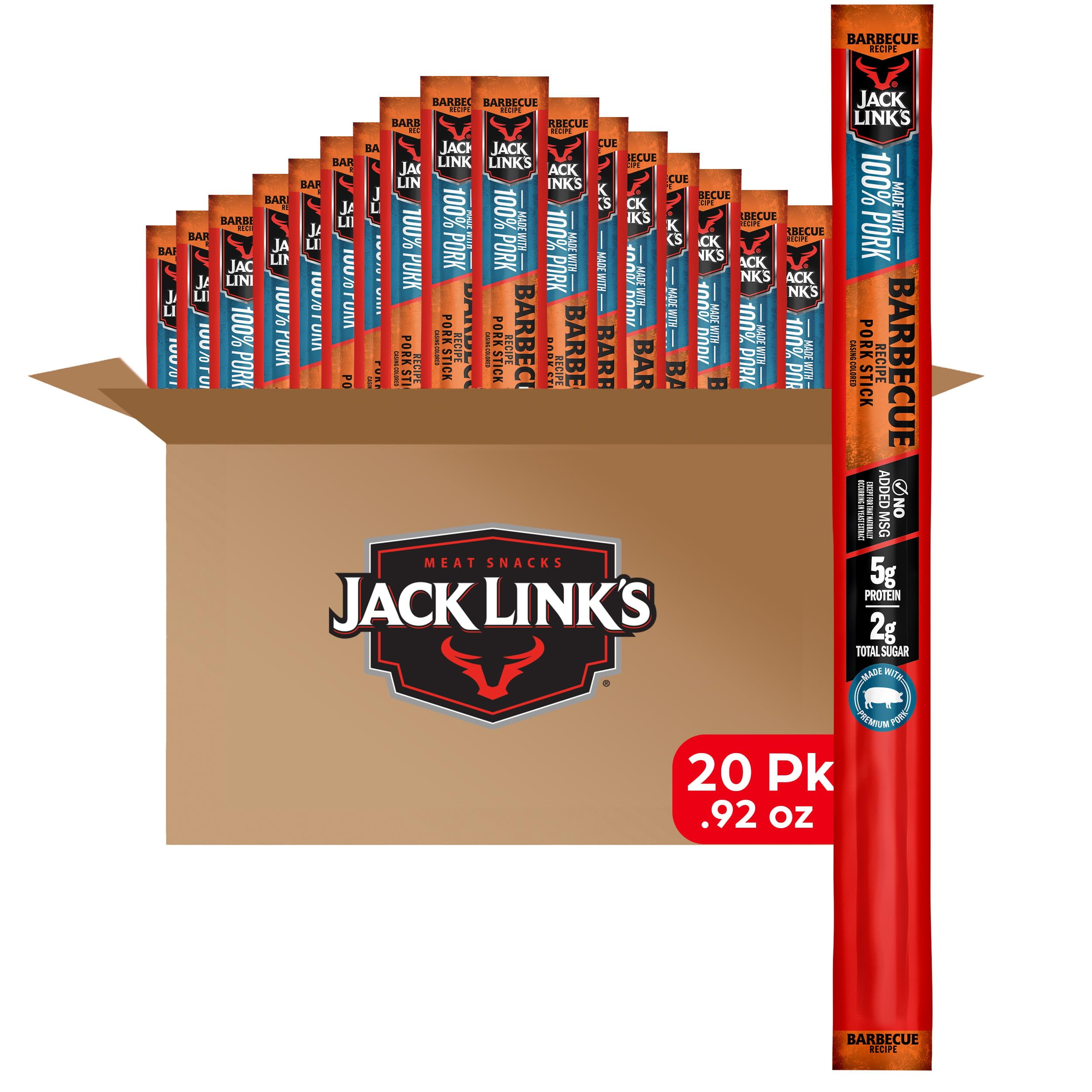 Jack Link's Meat Sticks, Barbecue Recipe Pork - Protein Snack Stick ...