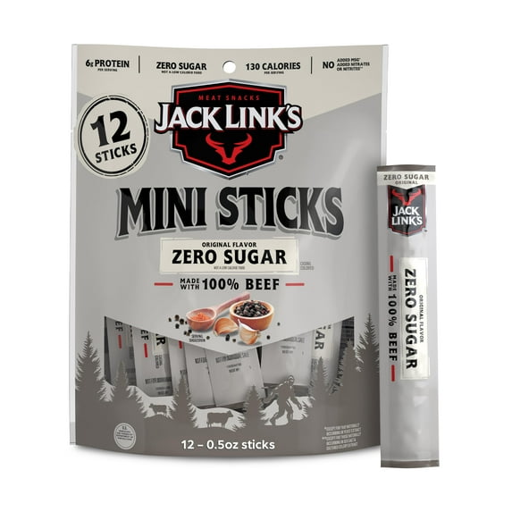 Jack Link's Mini 100% KEF28 Beef Sticks, Original 6g of Protein Snacks ...