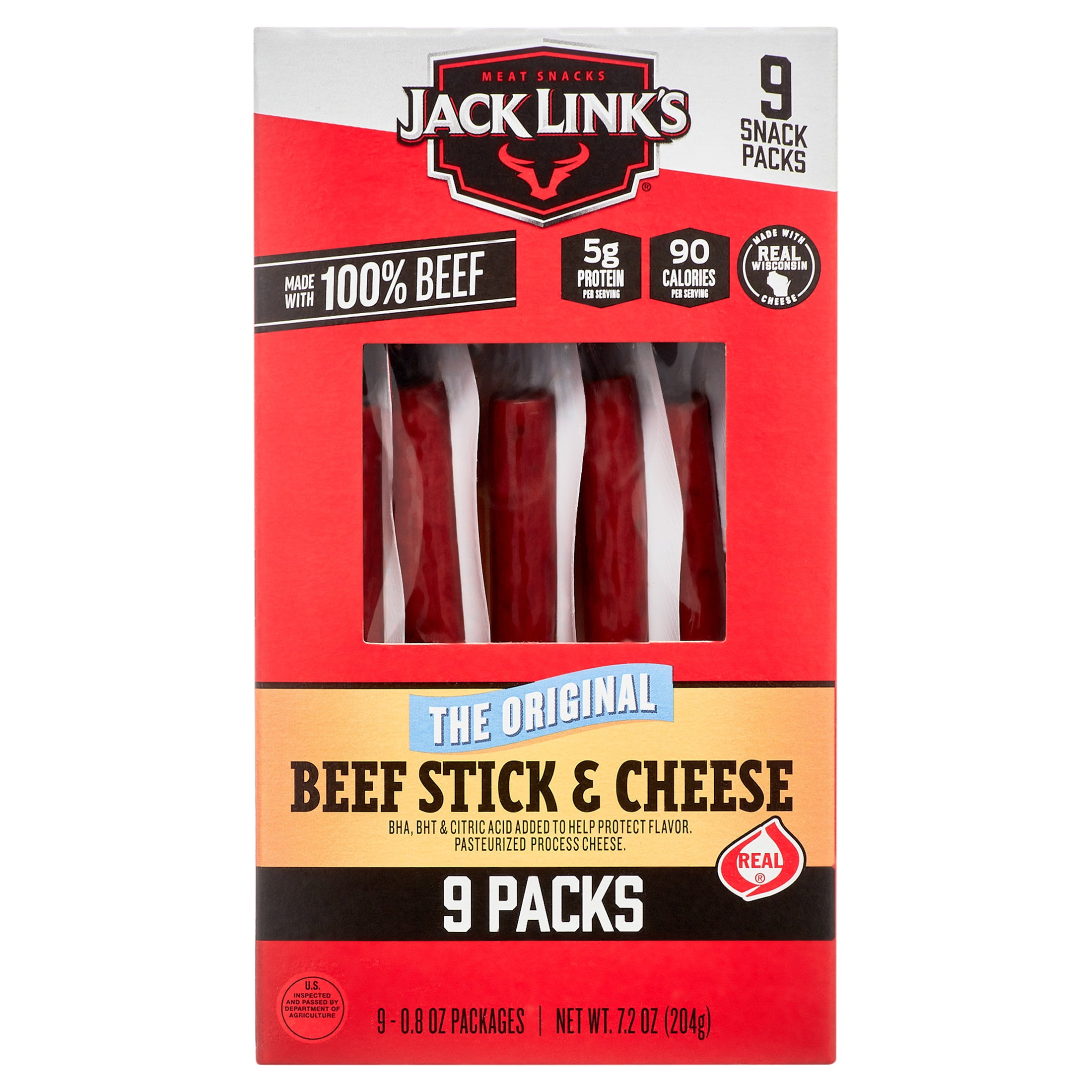 Jack Link's Original Beef & Cheese Sticks 9 Pack - Walmart.com