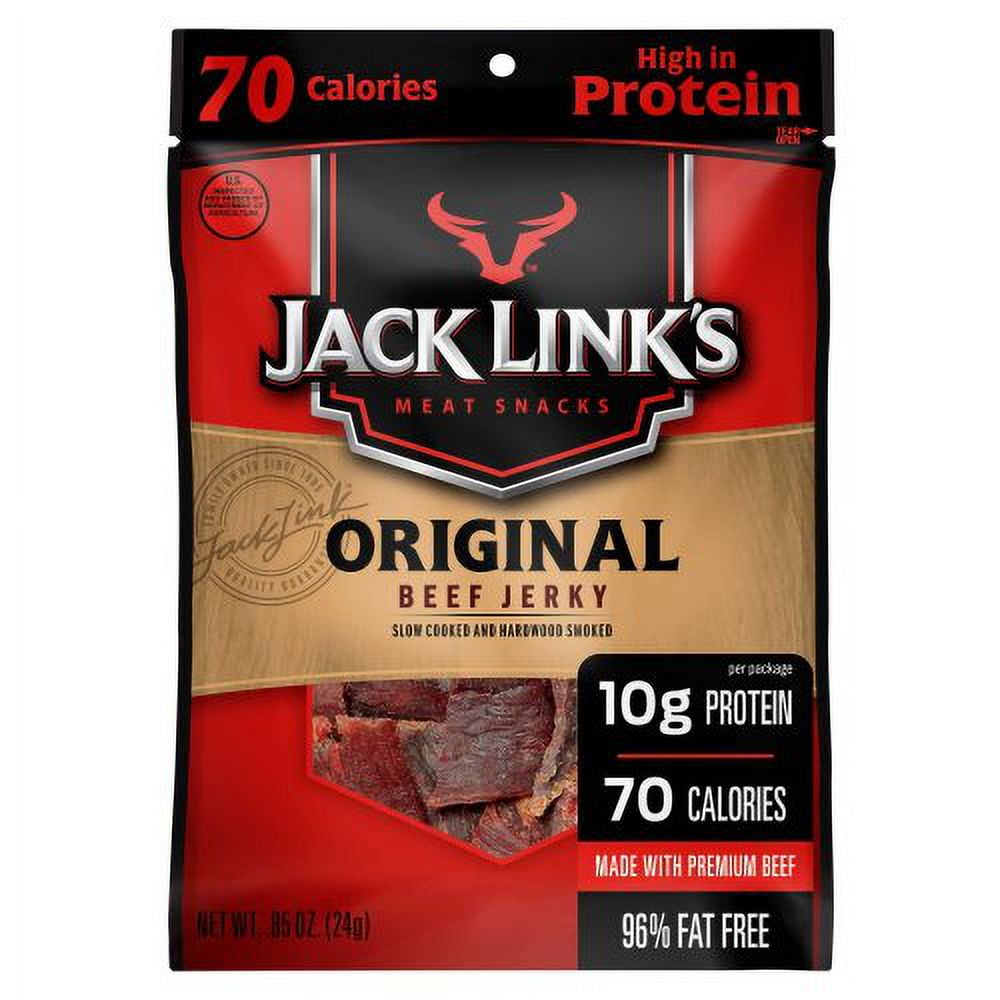 Jack Link's Original Beef Jerky, Reduced Sodium, 0.85 Ounce (Pack of 48), Great Protein Snack ...