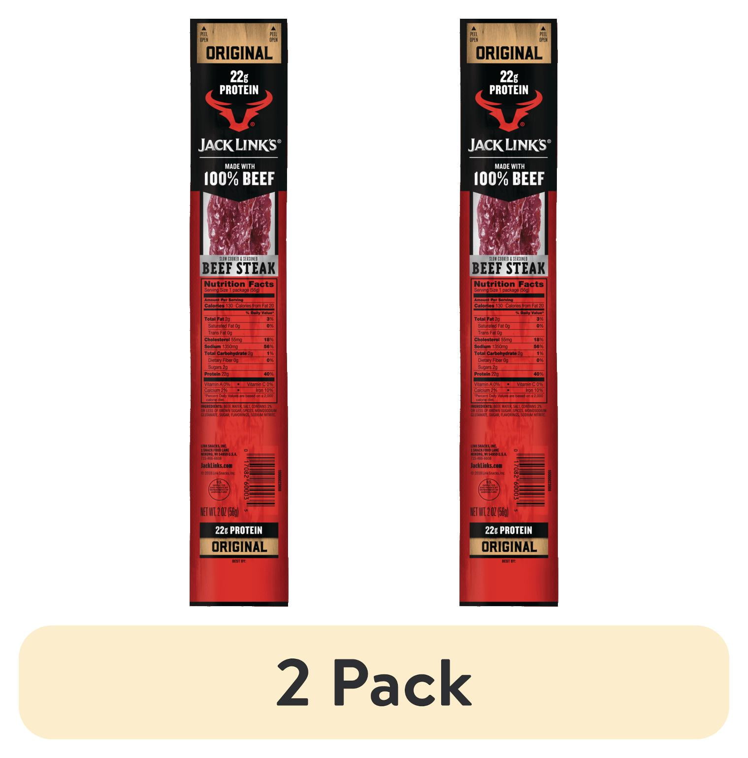 (2 pack) Jack Link’s Beef Steaks, Original, Made With 100% Beef, 23g of ...