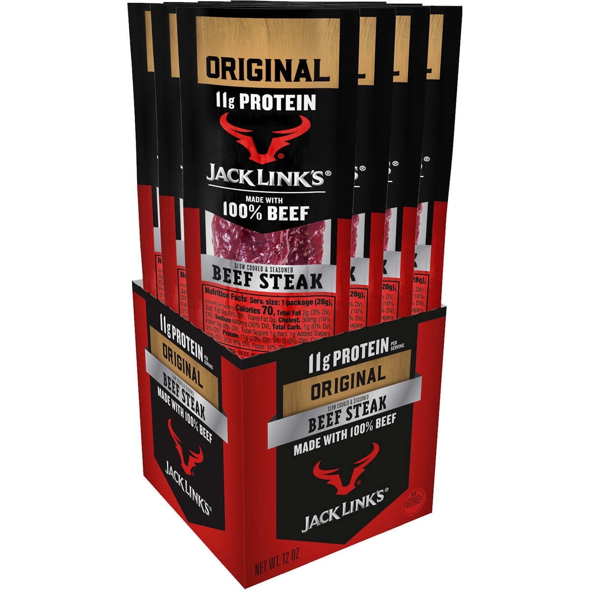 Jack Link's Beef Steak Sticks, Original, 1 oz, 12 count - Walmart.com