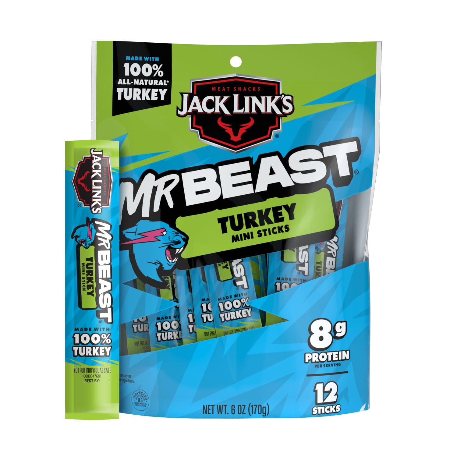Jack Link’s x MrBeast AIF9 Turkey Mini Sticks - per 2 Individually ...