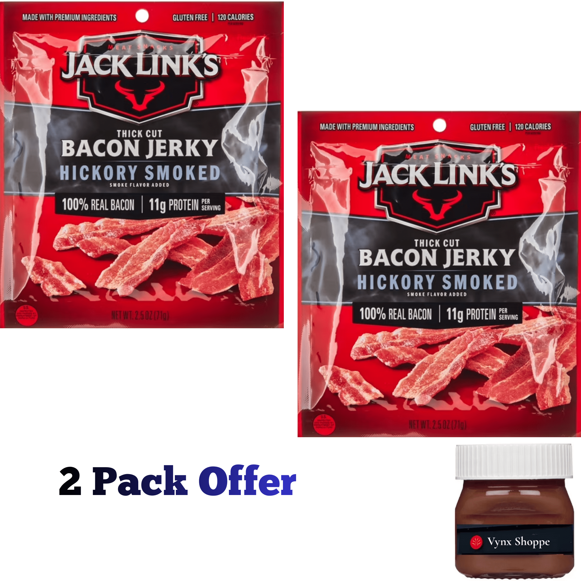 Jack Links Bacon Jerky, Hickory Smoked, 2.5oz - Walmart.com