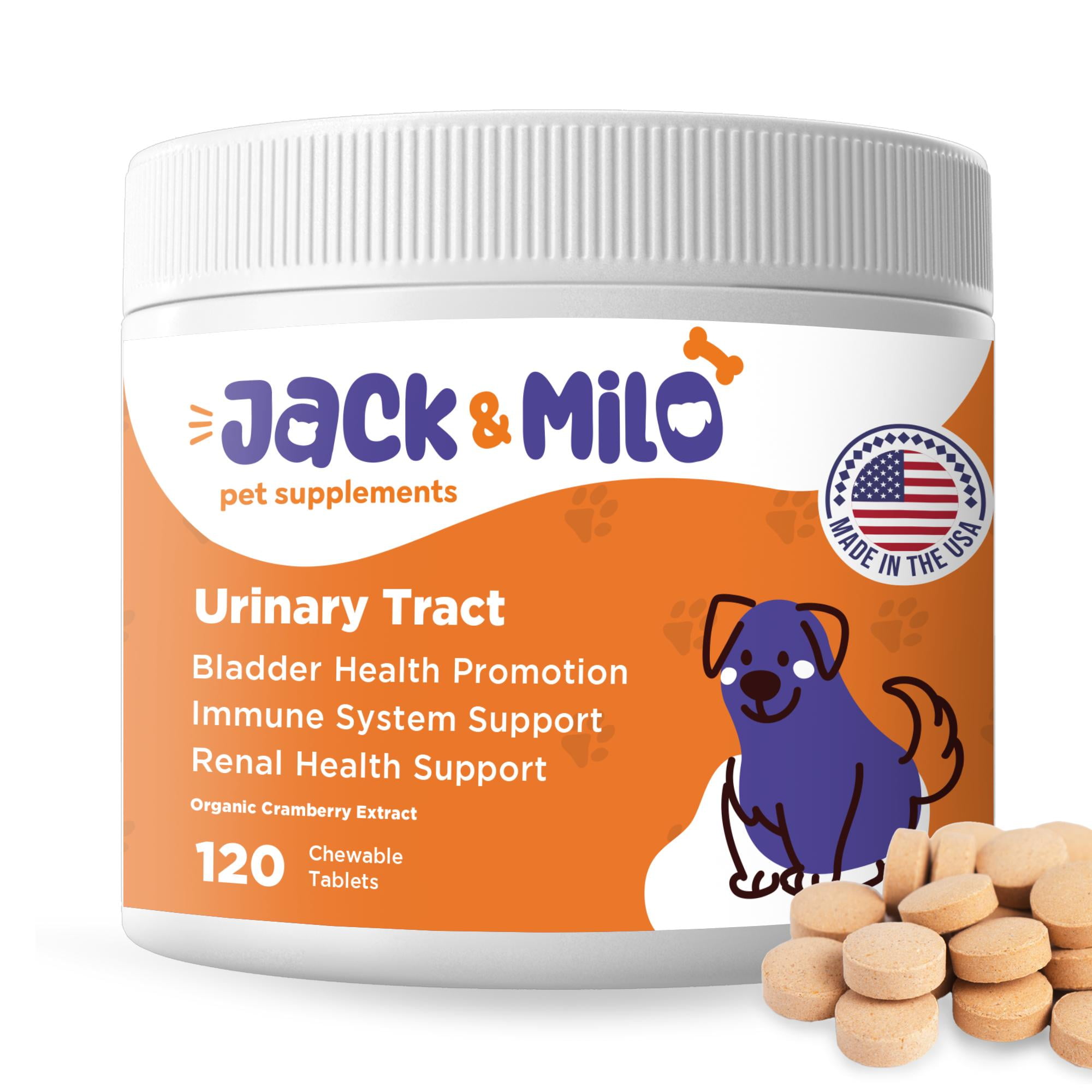 Jack & Milo Organic Cranberry Supplement for Dogs, Dog UTI Incontinence ...