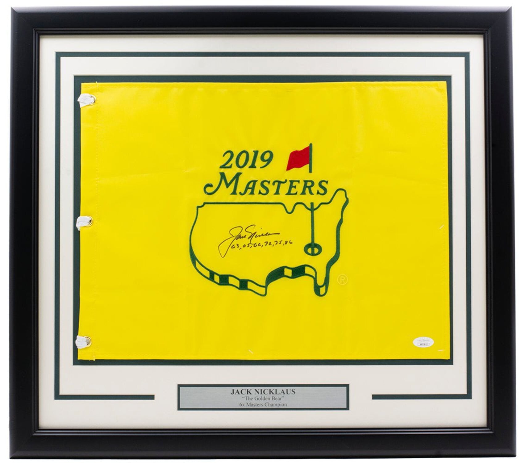 Jack Nicklaus Signed Framed 2019 Masters Golf Flag w/ Years JSA LOA ...