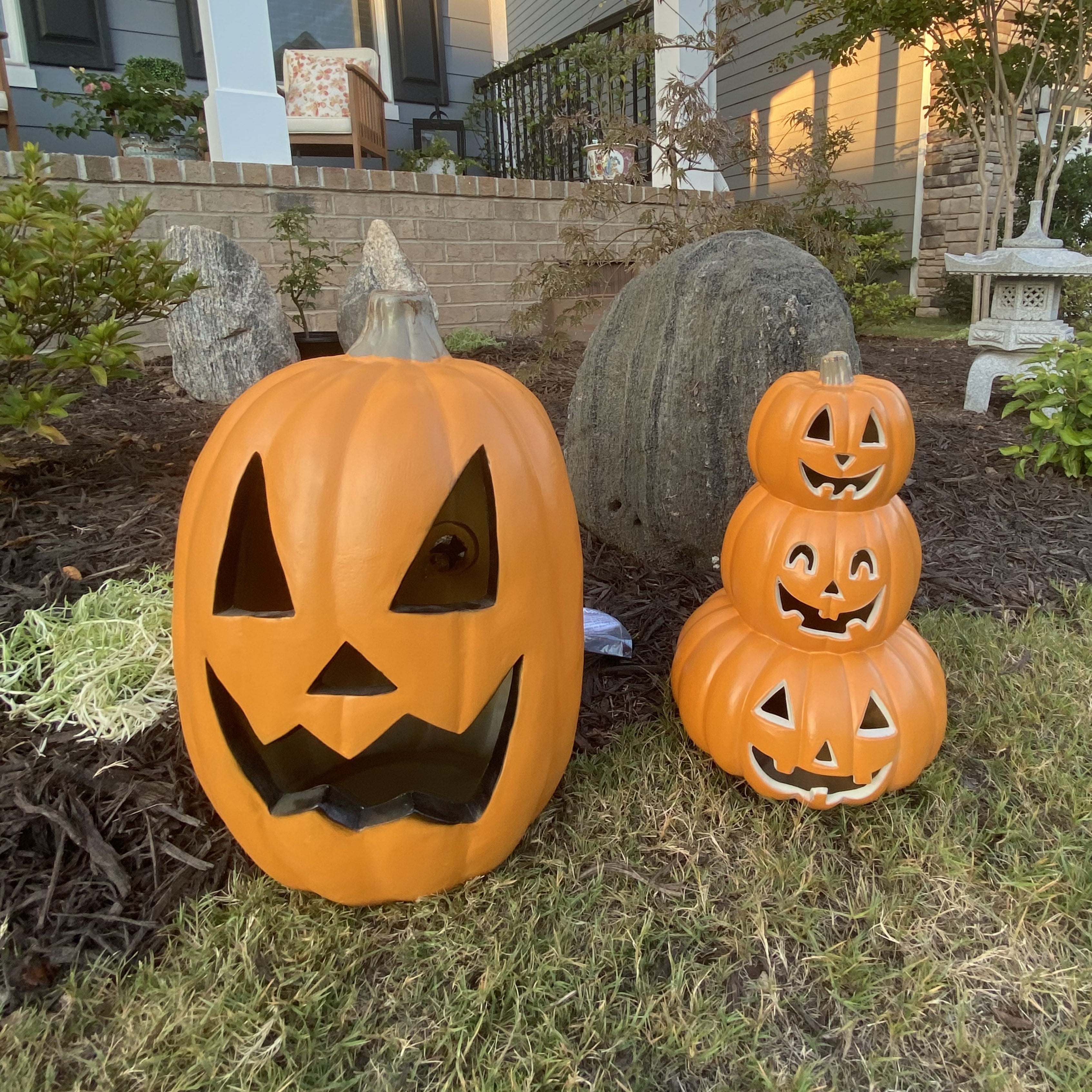 Jack O Lantern - 2 Pack( 14" + 16") Large Lighted Halloween Pumpkins ...