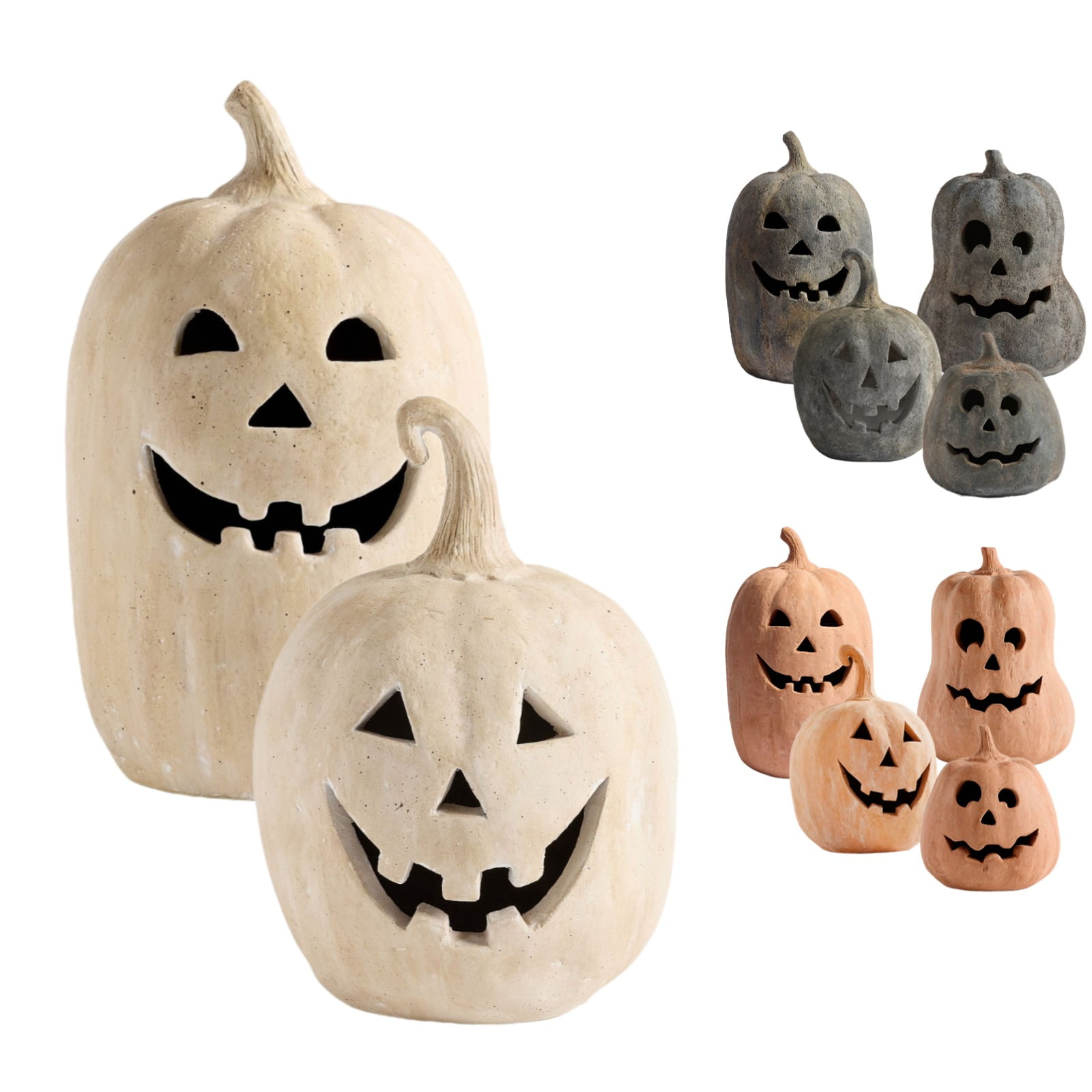 Jack O'Lantern & Gourd Terracotta Set – Fall Decorations for Console ...