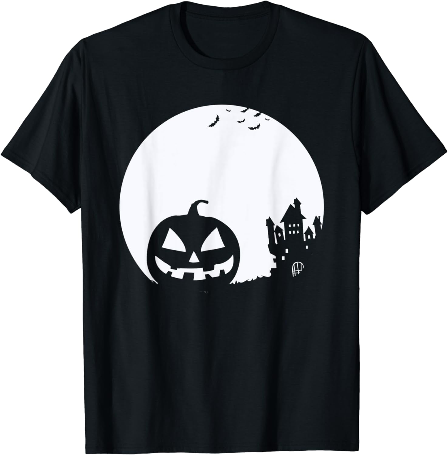Jack O' Lantern Haunted House Bats Halloween T Shirt - Walmart.com
