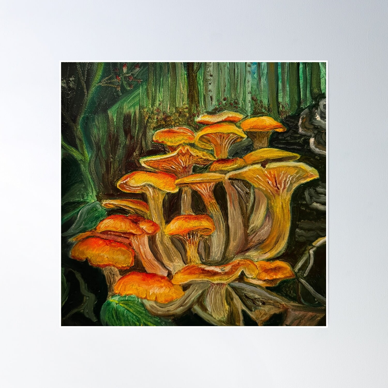 Jack-O-Lantern Mushrooms Oil Painting Poster Wall Art, Modern Wall ...