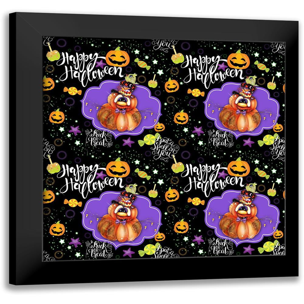 Jack O Man 3 - Halloween Pattern 12x12 Black Modern Framed Museum Art ...