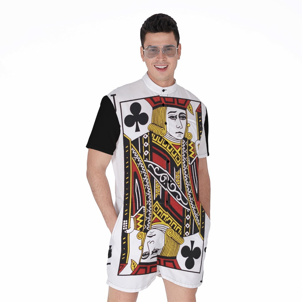 Jack Of Clubs Playing Card Short Sleeve Men'S Rompers, King Card Poker ...
