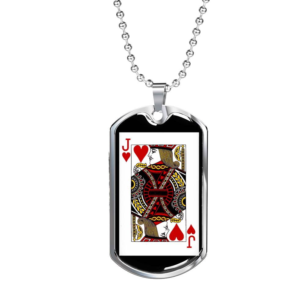 Jack Of Hearts Dog Tag Stainless Steel or 18k Gold 24" Chain - Walmart.com
