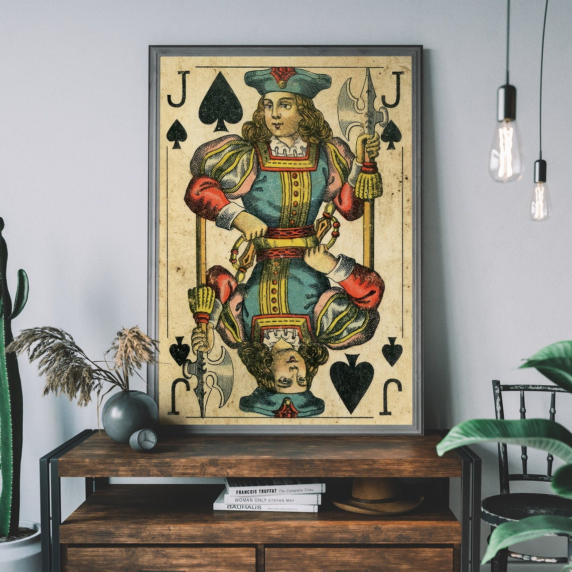 Jack Of Spades Vintage Playing Card Art Print, Retro Wall Art, Rustic ...