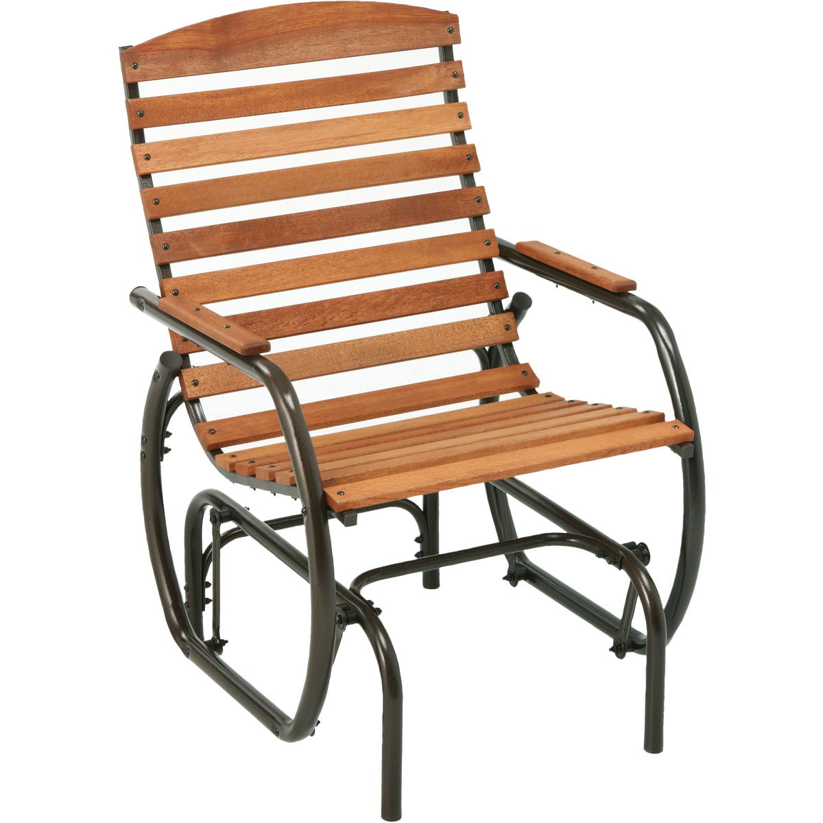 Jack-Post Garden Steel Hi-Back Glider Chair, Brown, Hardwood Seat ...