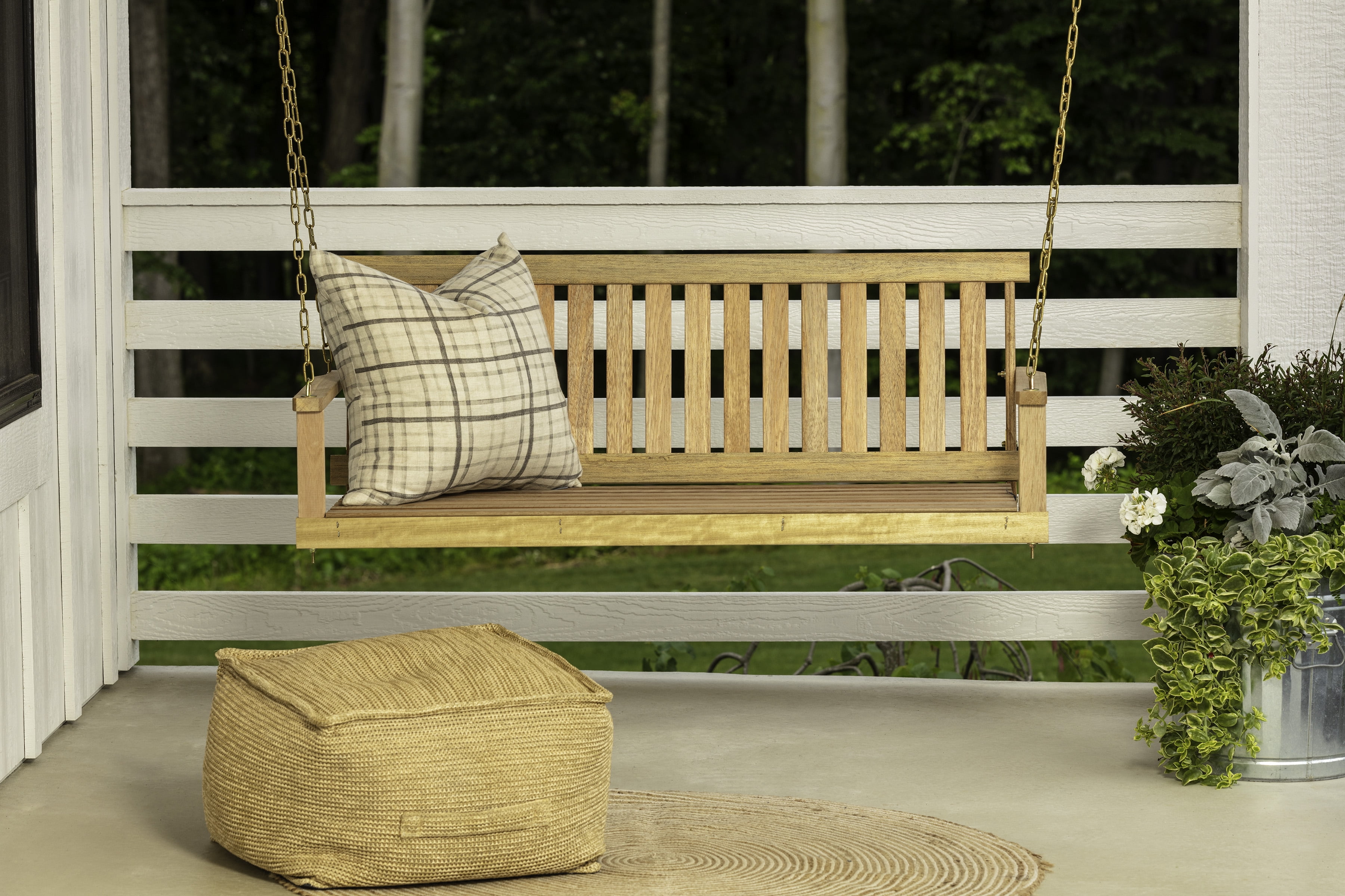 Jack-Post Jennings Hardwood Patio Porch Swing for 2 Person - Unfinished ...