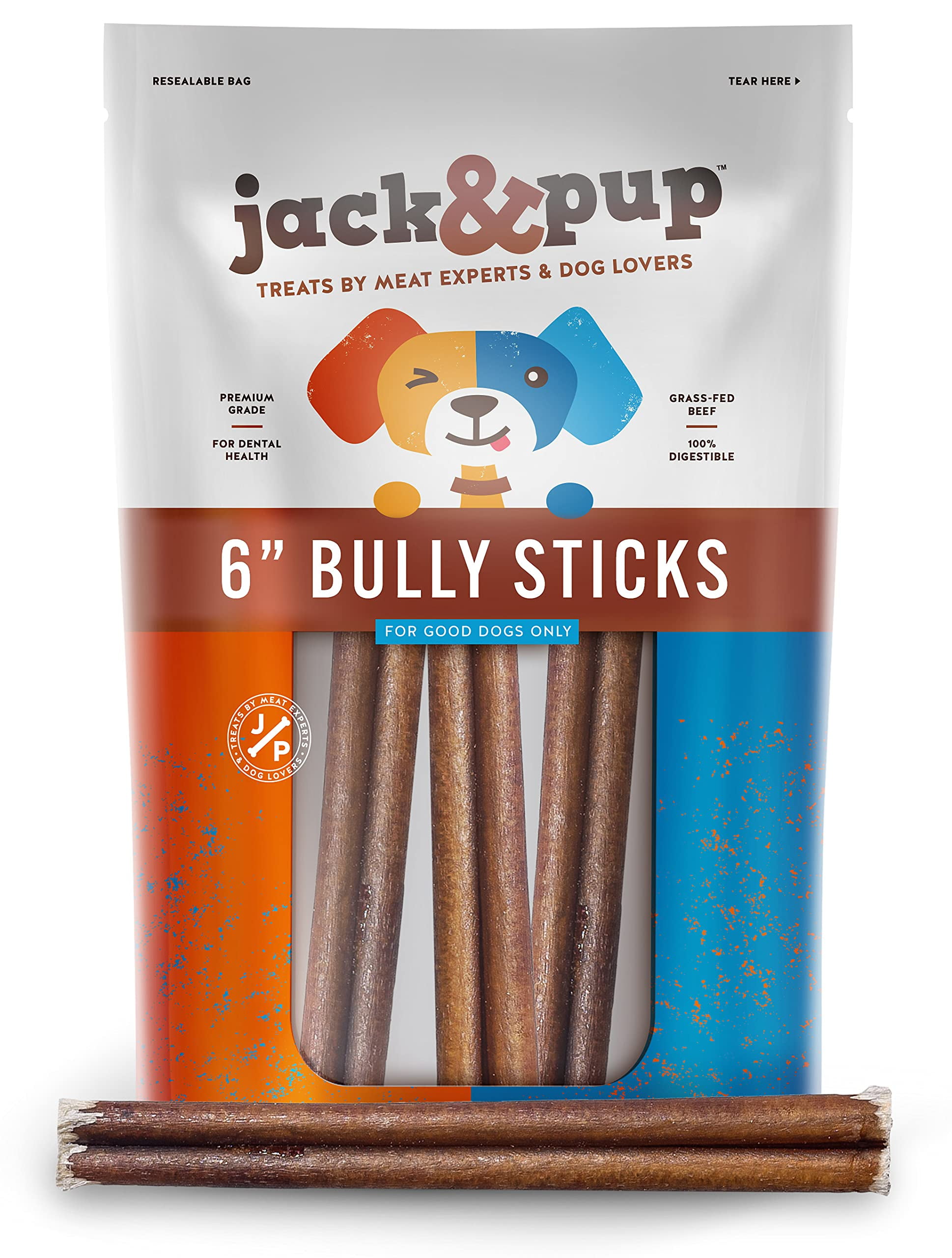 Jack&Pup 6-inch Pizzle Sticks for Dogs AIS1 (3 Pack) All Natural Thick ...