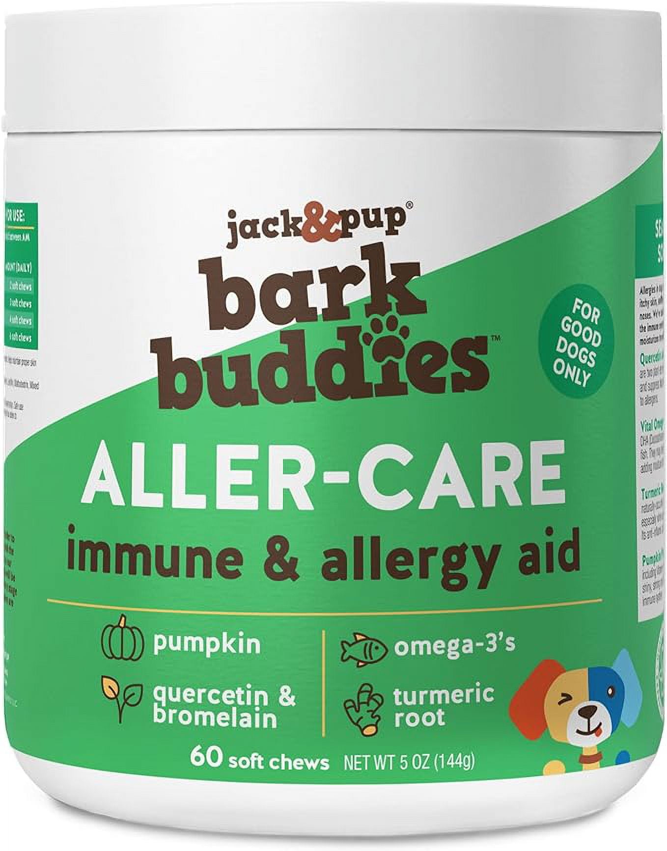 Jack&Pup Dog Allergy Chews - Bark Buddies Aller-Care Soft Chew Bites ...