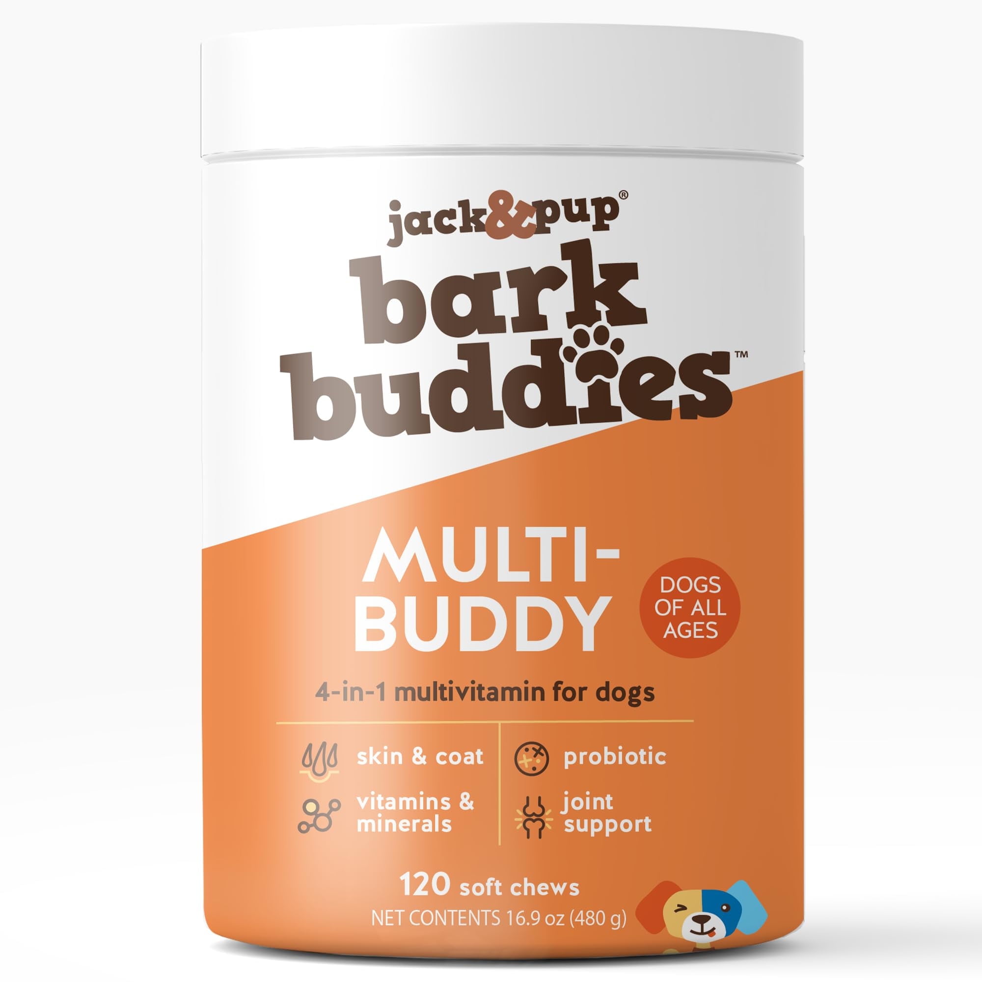 Jack&Pup Dog Multivitamins for Senior Dogs & Puppies, Bark Buddies Soft ...