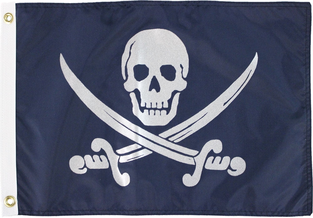 Jack Rackham - 12"X18" Nylon Flag (Navy Blue w/Silver) - Walmart.com