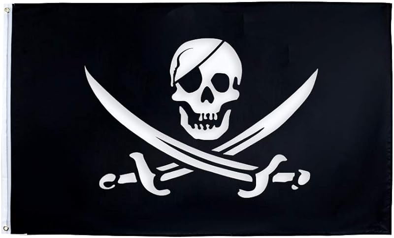 Jack Rackham Flag 3x4.8Fts Creepy Ragged Pirate Broadsword Old Skull ...