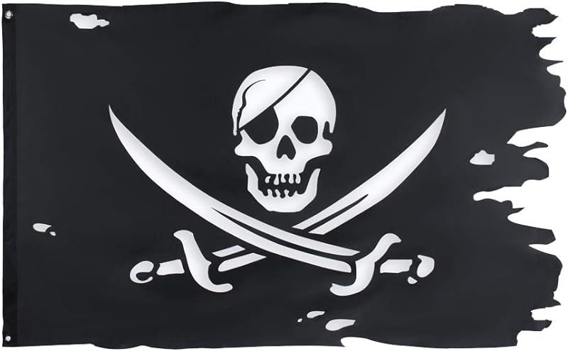Jack Rackham Flag 3x4.8Fts Creepy Ragged Pirate Broadsword Old Skull ...