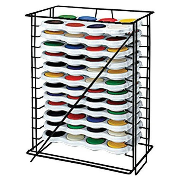 Richeson Tempera Cakes and Sets - 12 Tier Tempera Rack with 12, 8-Color ...