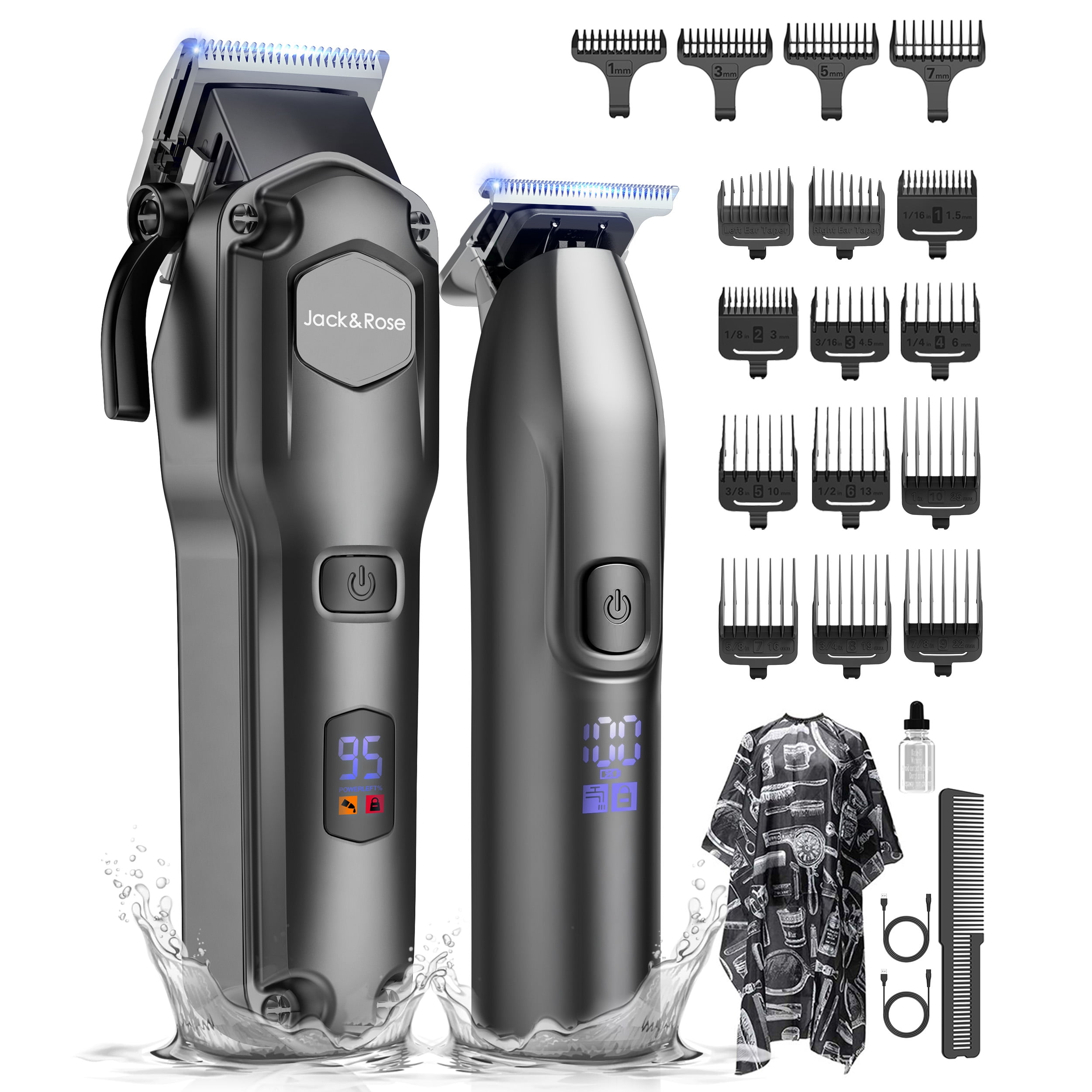 Jack & Rose A6 Cordless Hair Clippers and Trimmers Set, Heavy Duty All ...