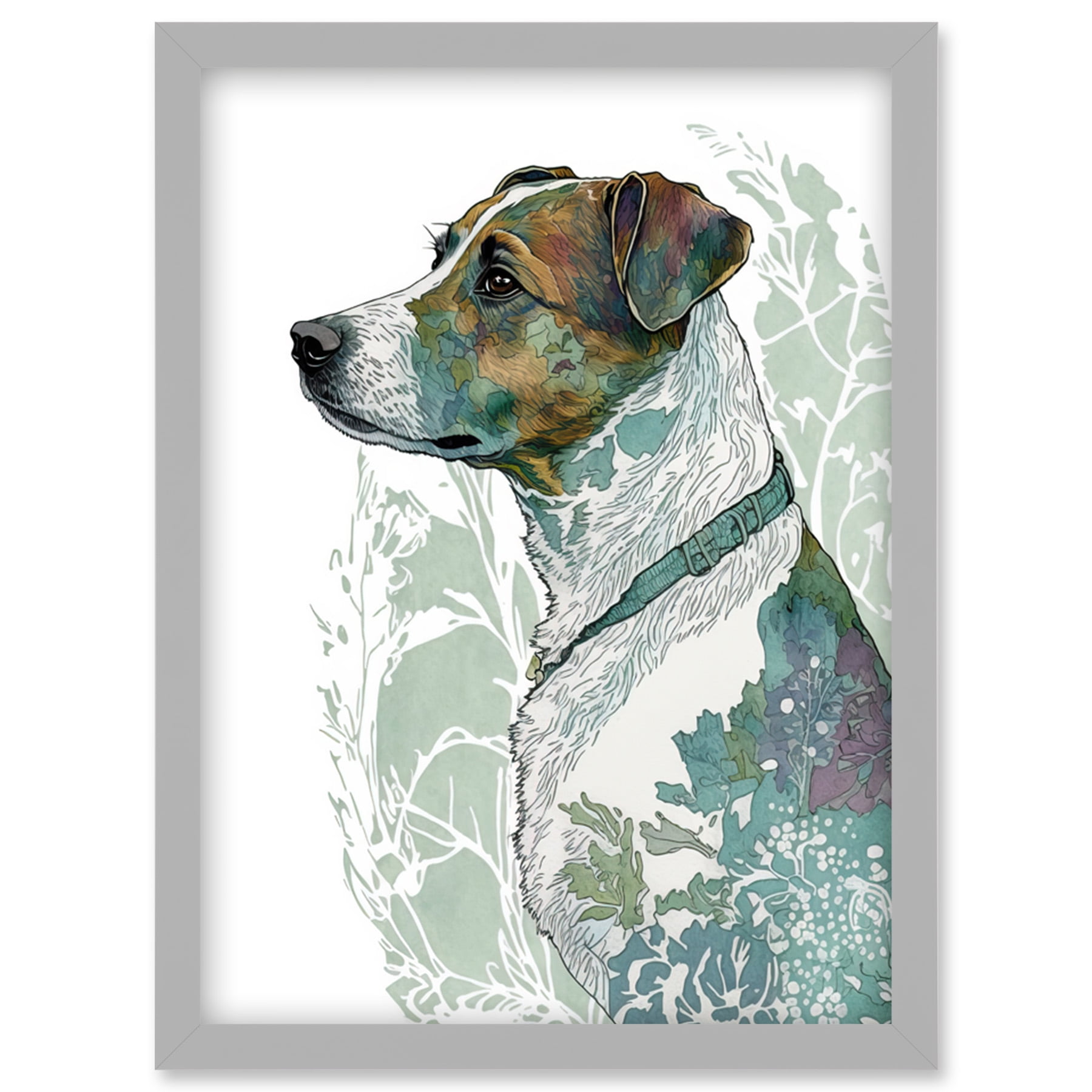 Jack Russel Dog Modern Watercolour Portrait Illustration Artwork Framed ...