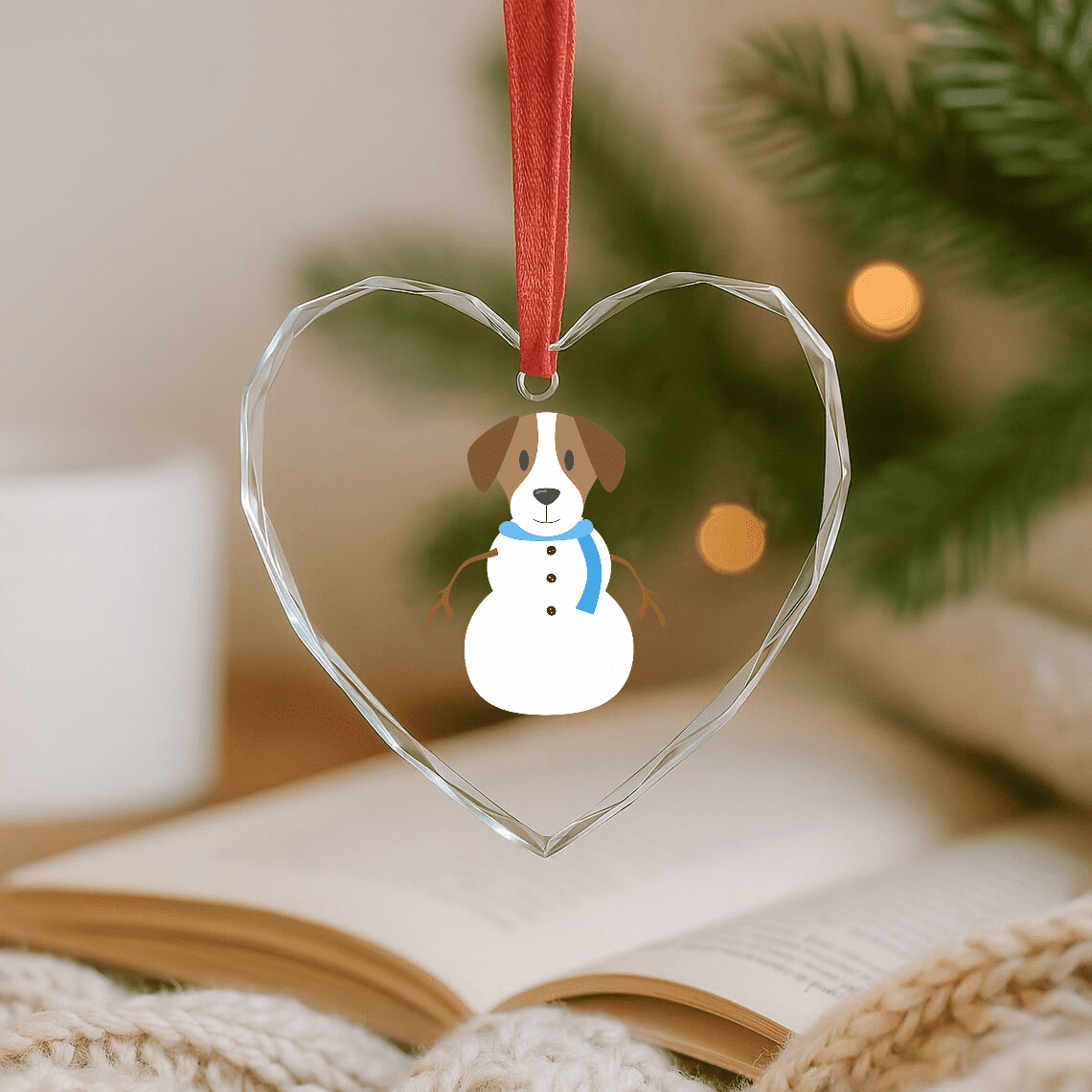Jack Russel Terrier Snowman Dog Ornament, Crystal Glass Ornament ...