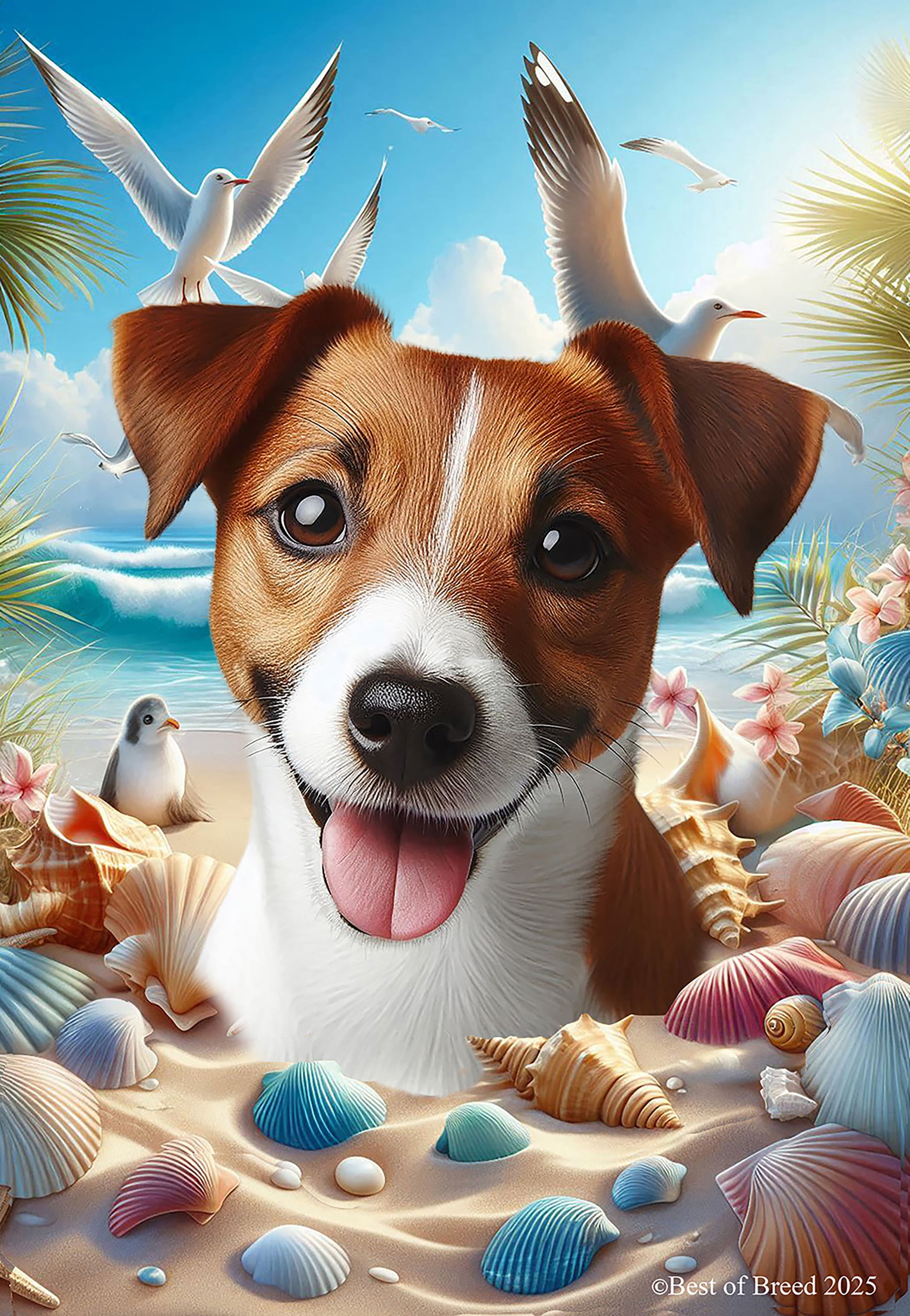 Jack Russell - Best of Breed Summer Beach Outdoor House Flag 28" x 40" Mailbox Flag Dog Flag ...