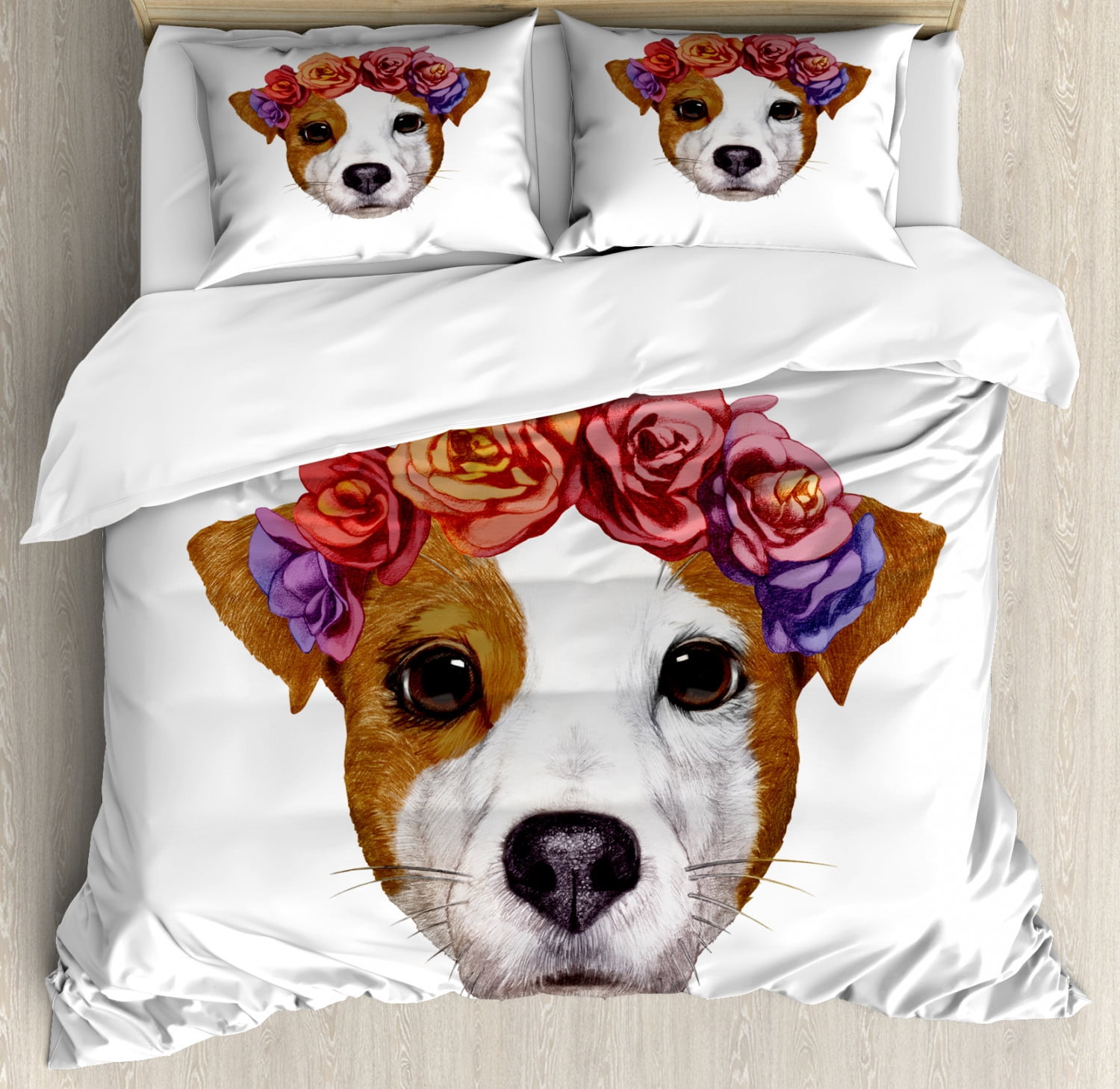 Jack Russell Duvet Cover Set Queen Size, Colorful Design with ...